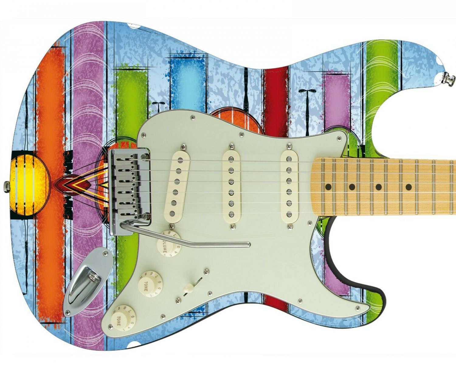 Guitar Skin Abstract blue vivid cool colorful wrap vinyl sticker decal ...