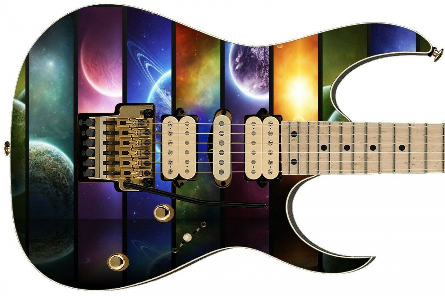Guitar Skin Axe Wrap Vinyl Planet Space Montage Rainbow Xylophone ...
