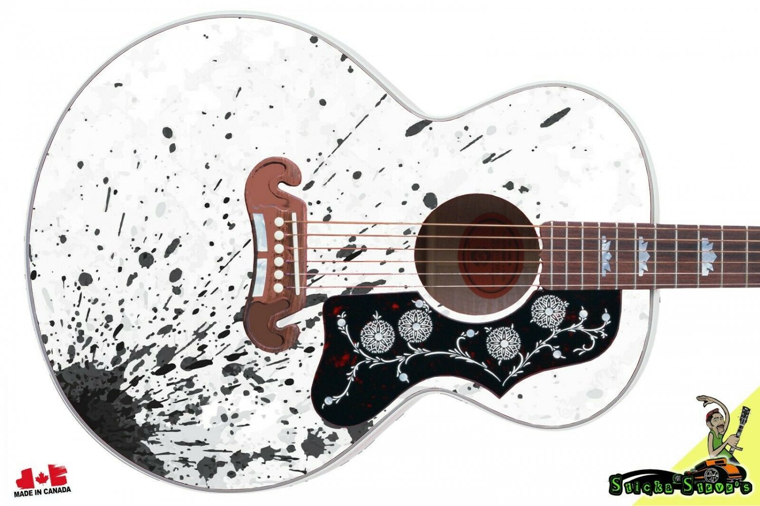 137 Righty Jumbo Acoustic Guitar Skin Wazabiis Ink Blot