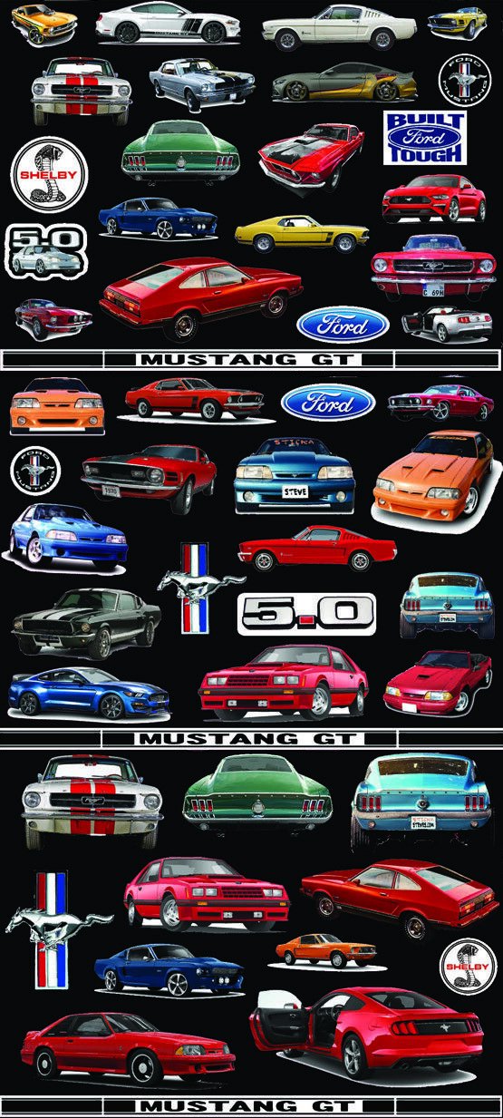 Mustang Muscle Cars Ford 60's - 2000's Vintage 5.0 Cobra 52 Vinyl cut ...