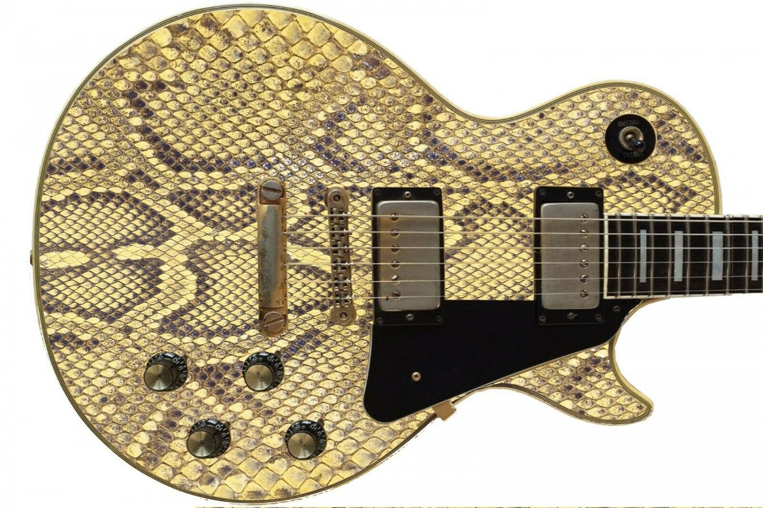 Guitar Skin Axe Wrap Re-skin Vinyl Blonde Python Snake Reptile Right or ...