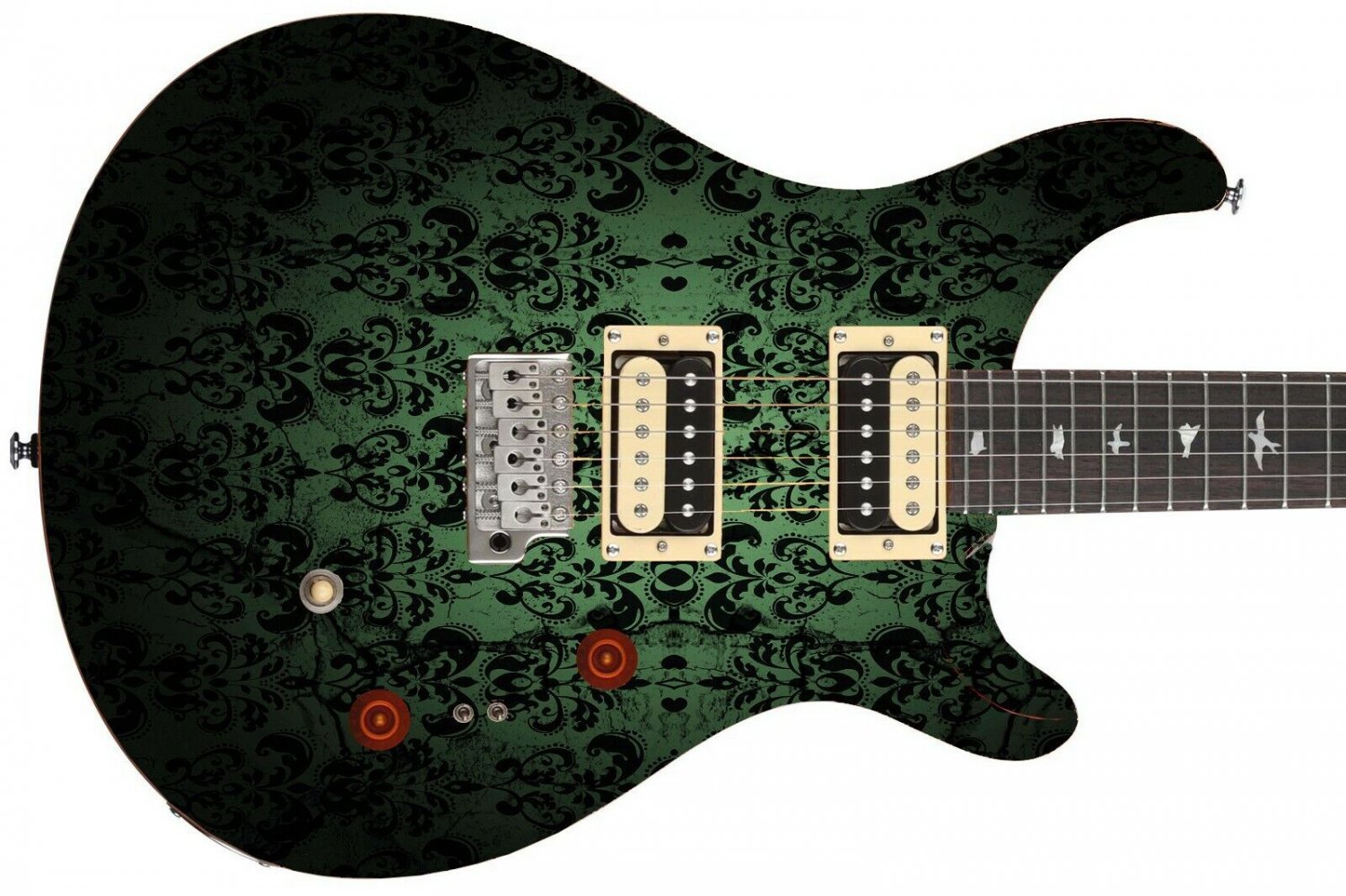 Guitar Skin Axe Wrap Re-skin Vinyl The Colonial Green Damask 868