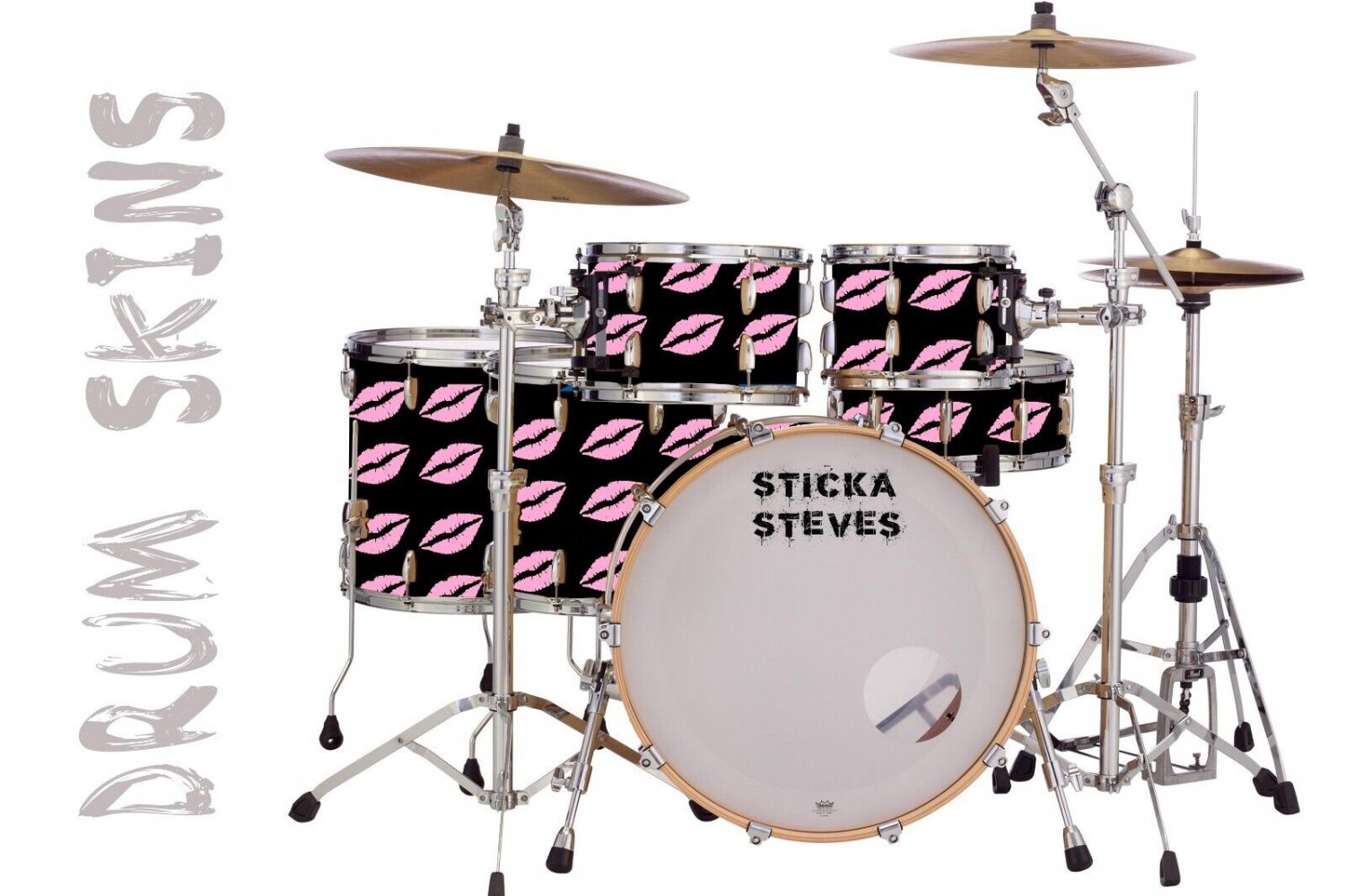 Drum Wrap Percussion Shell Cover Bass Kick Snare Tom DIY-KISS Hot Pink ...