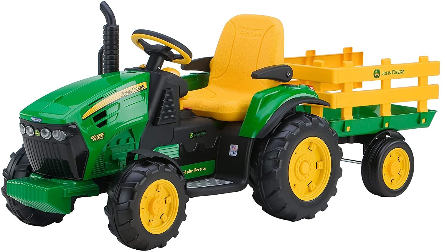 Powered Ride On Toy John Deere Tractor And Trailer Motorized Vehicles Kids