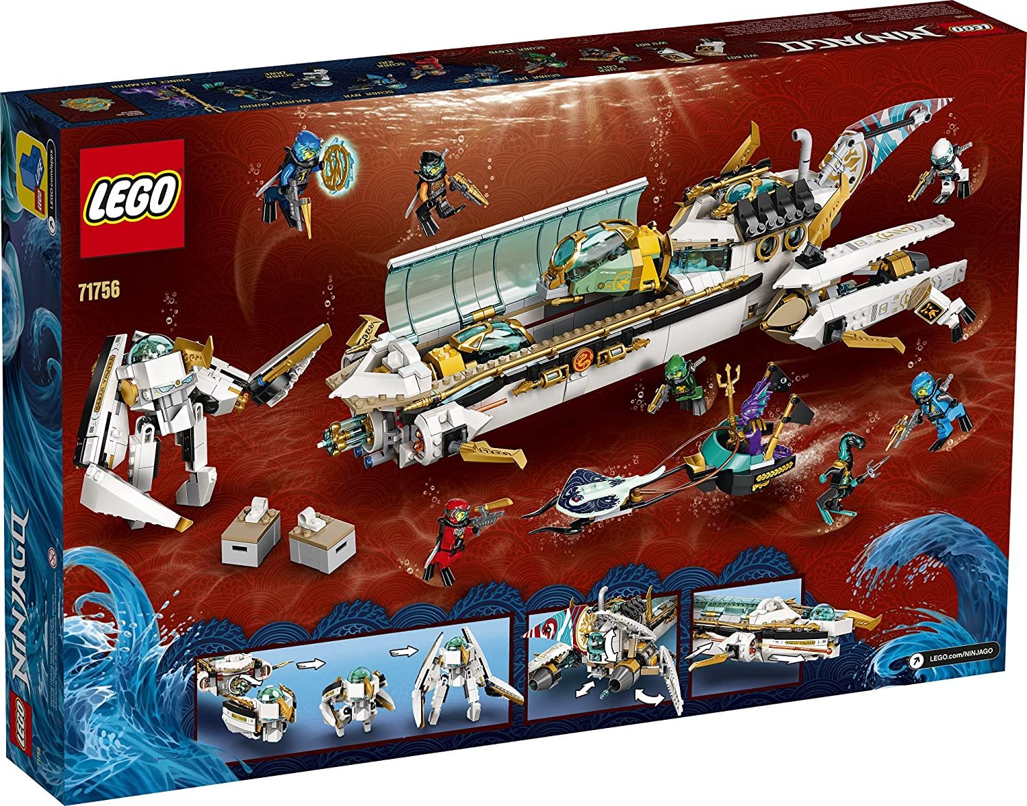 LEGO NINJAGO Hydro Bounty 71756 Building Toy Submarine Featuring ...