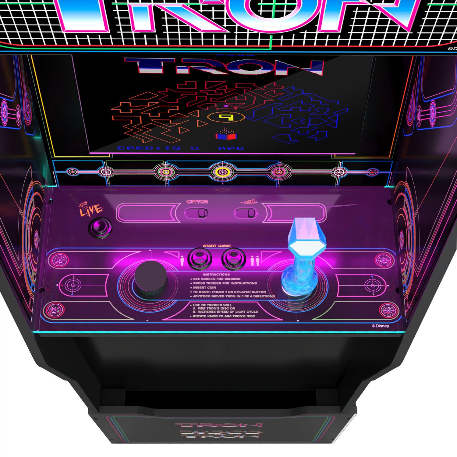 Arcade1UP TRON Arcade with Lit Marquee, Lit Deck Protector, Wifi, and ...
