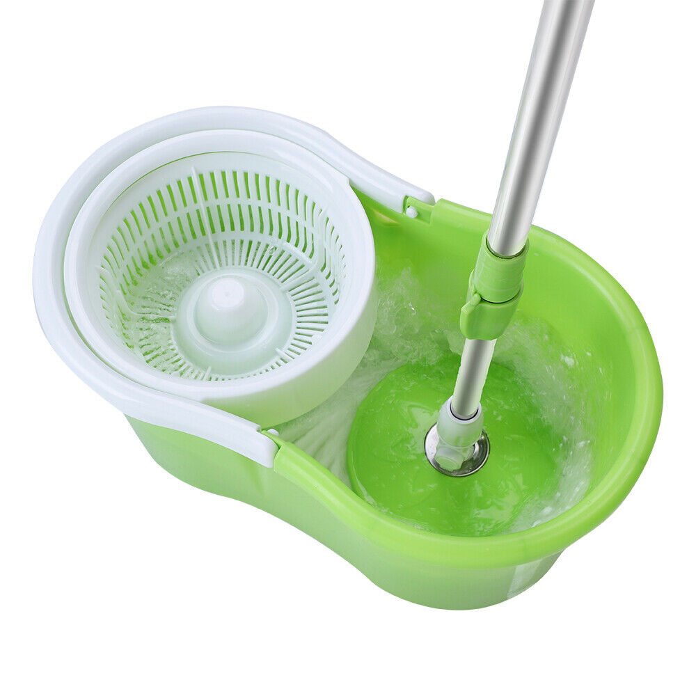 Green Magic Floor Mop 360°Bucket Rotary Head Slim Microfiber Rotating Head