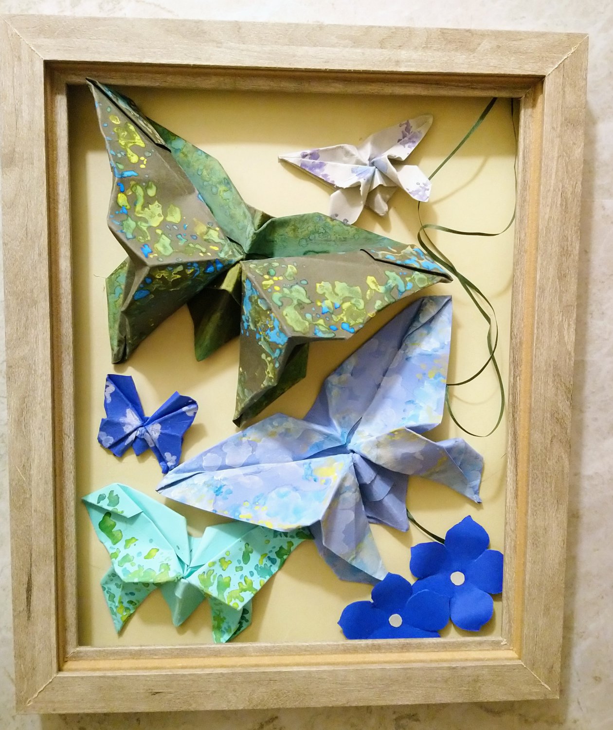 Hand painted origami butterfly wall art