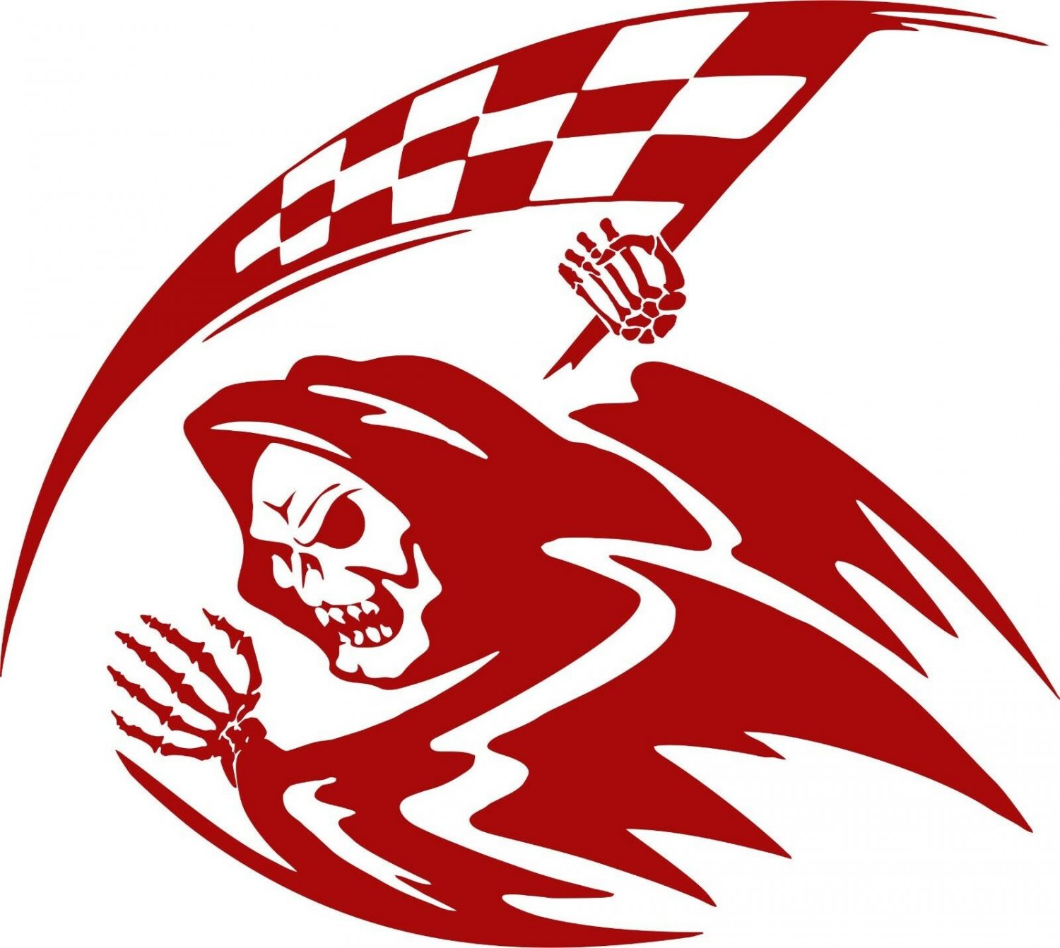 Grim Reaper Racing Checkered Flag Racecar Car Truck Laptop Vinyl Decal ...