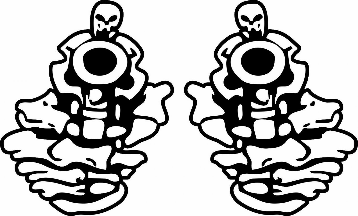 Pair of Hand Guns Skeleton Pistol Weapons Car Truck Window Vinyl Decal ...