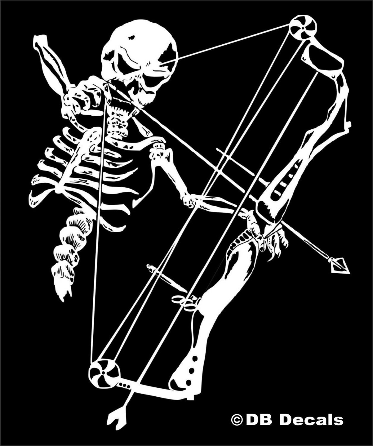 Skeleton Bow Hunter Arrow Skull Hunting Deer Car Truck Vinyl Decal Sticker