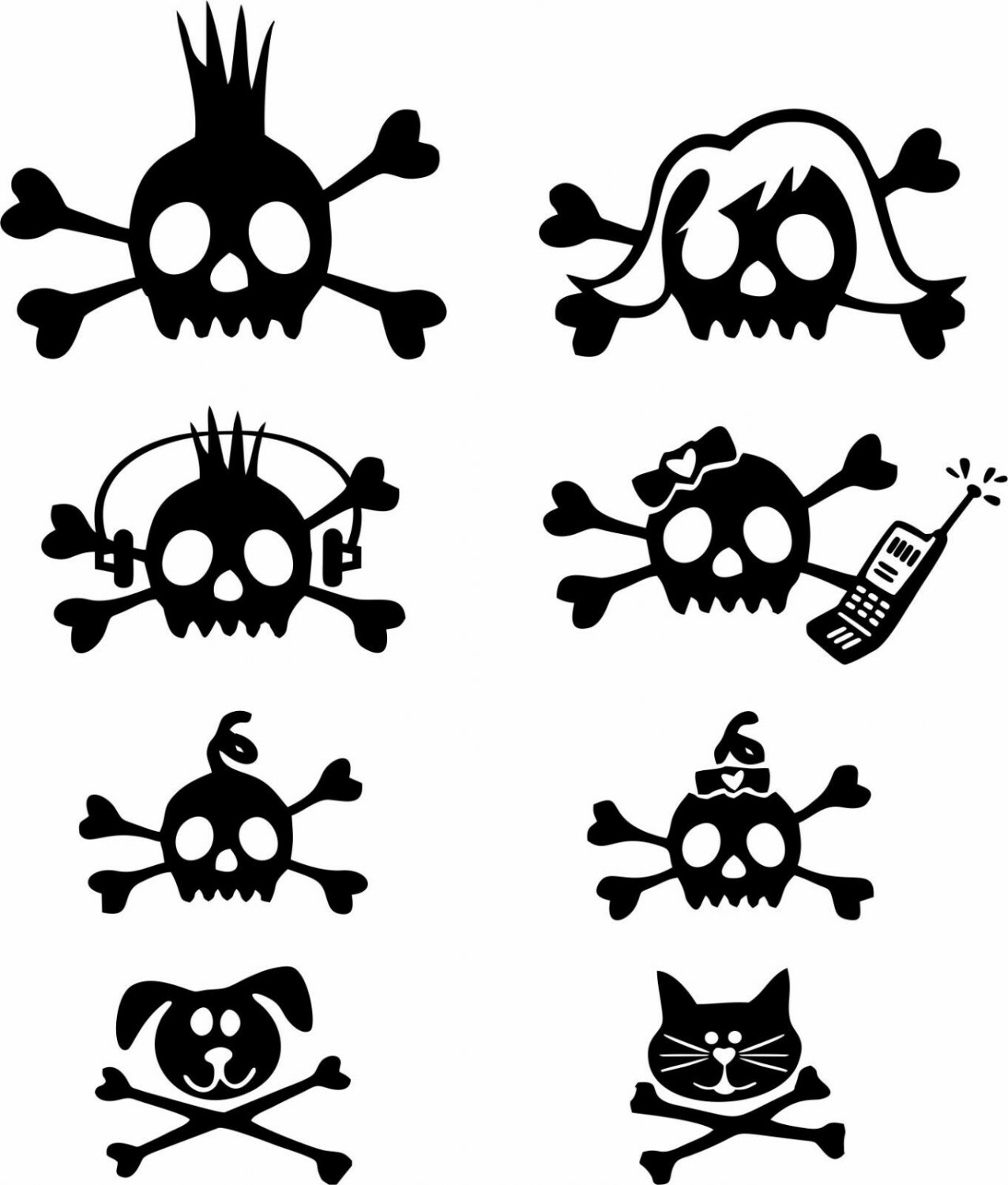 Skull Stick Figure Rocker Family Crossbones Truck Car Window Vinyl ...