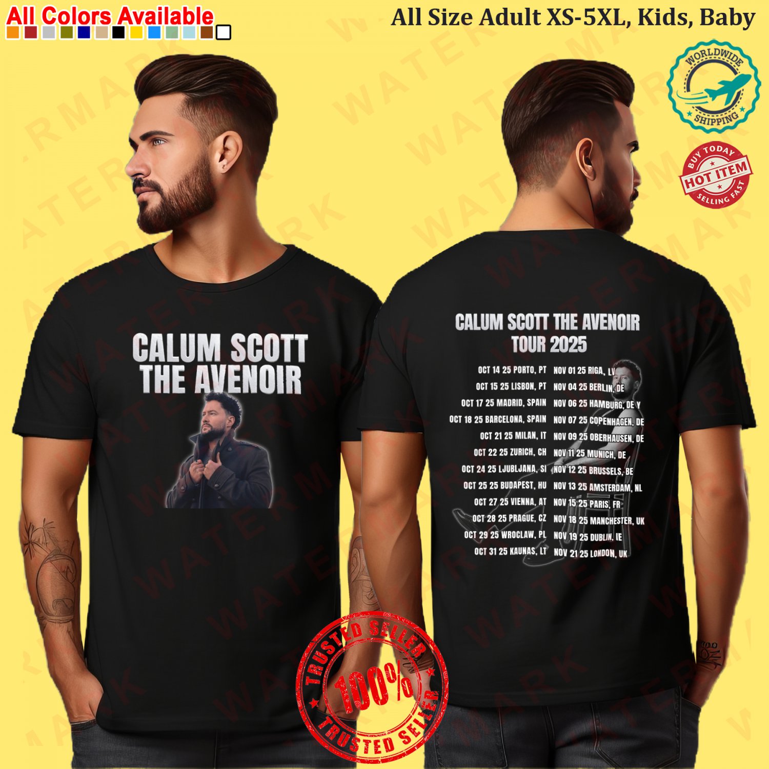 CALUM SCOTT THE AVENOIR TOUR 2025 T-shirt S-5XL Kids Baby Toodler