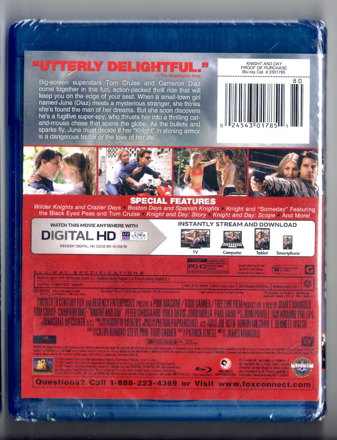 Knight and Day Blu-ray + Digital HD UV Ultraviolet Action Tom Cruise ...