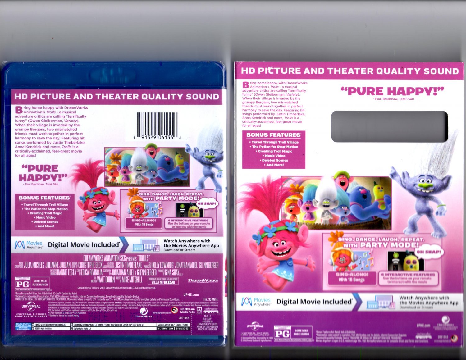 Dreamworks Trolls Blu-Ray + Digital Animated/Family Anna Kendrick ...