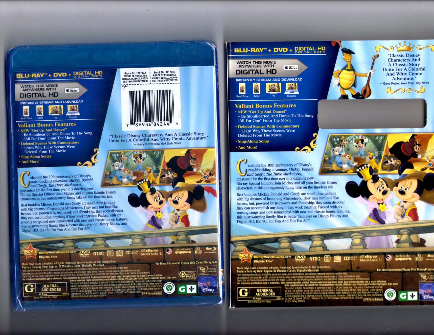 Disney's Mickey Donald Goofy The Three Musketeers 10th Anniversary Blu ...