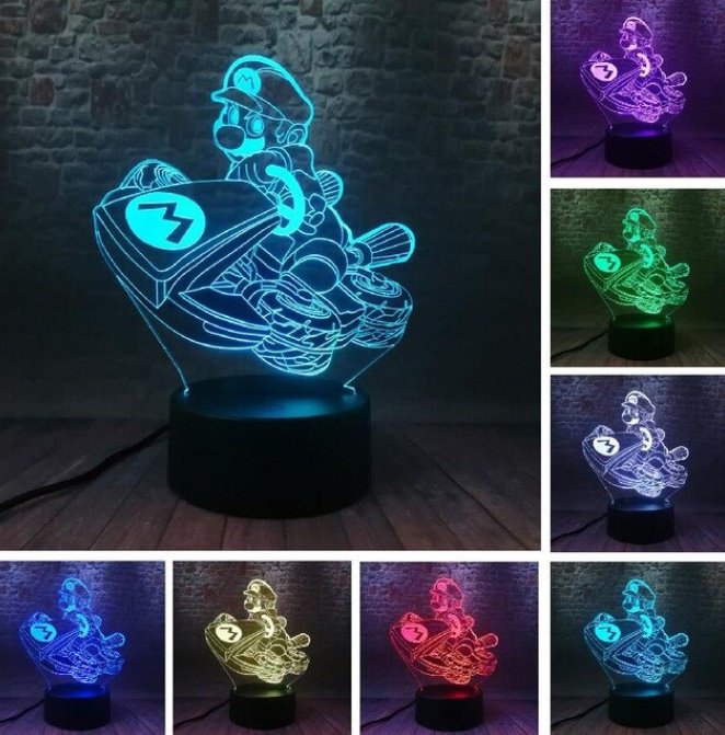 Mario bros nintendo lamp 3d usb 7 colors rotation