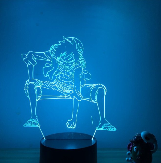 Monkey luffy one piece lamp 3d usb 7 colors rotation