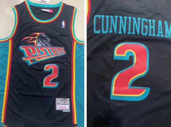 Detroit Pistons #2 Cade Cunningham Throwback Jersey Black