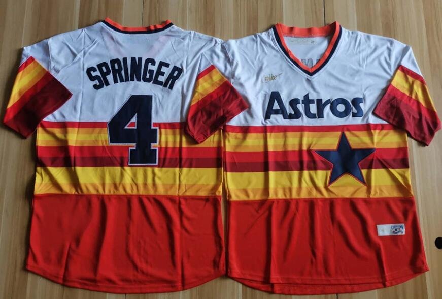 Nike Houston Astros #4 George Springer Rainbow Jersey Orange