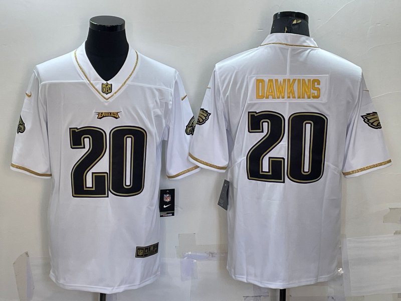 Philadelphia Eagles #20 Brian Dawkins with Golden Name jerseys White