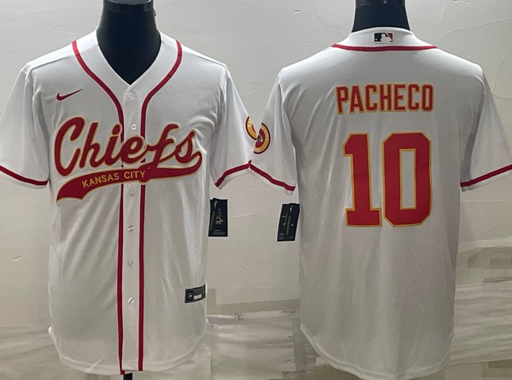 Kansas City Chiefs #10 Isiah Pacheco Baseball Jersey White