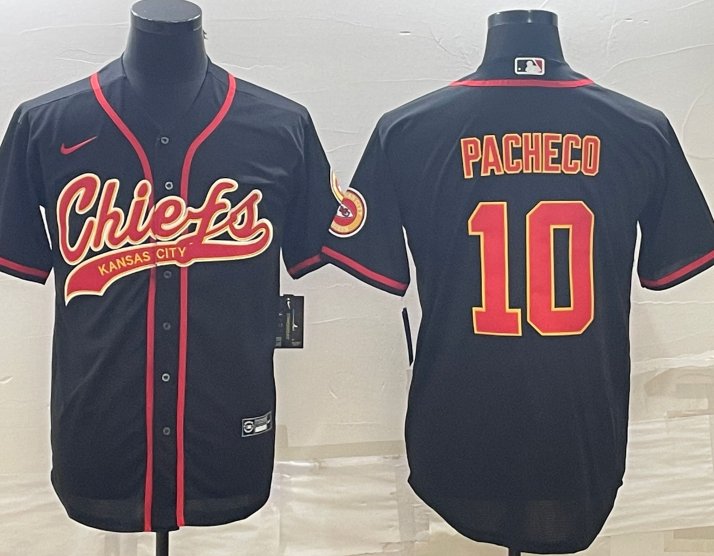 Kansas City Chiefs #10 Isiah Pacheco Baseball Jersey Black