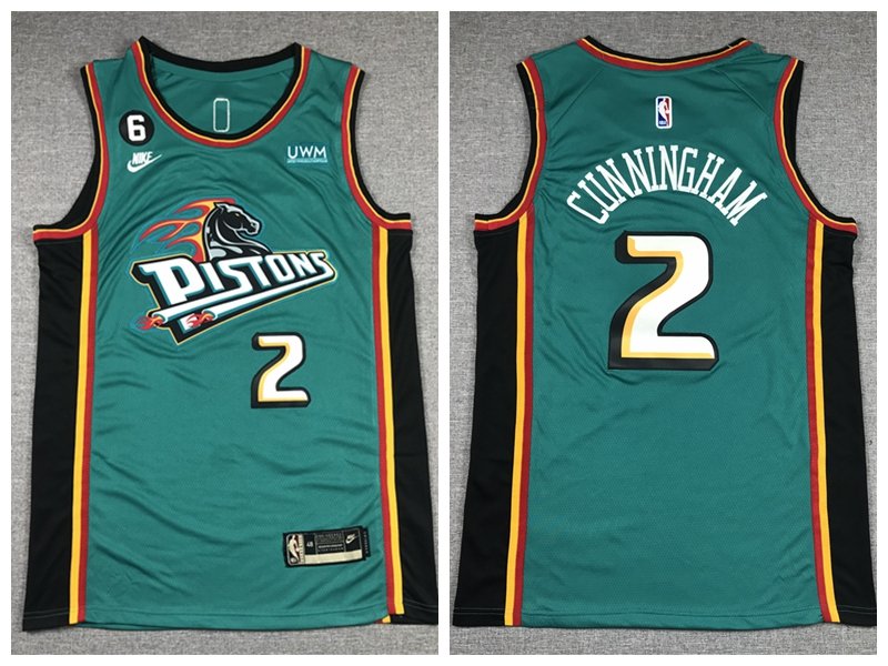 Detroit Pistons #2 Cade Cunningham Throwoback Jersey Green