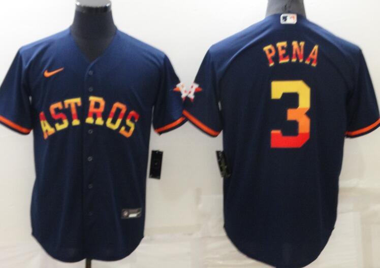 Nike Houston Astros #3 Jeremy Pena Rainbow Cool Base Jersey Blue