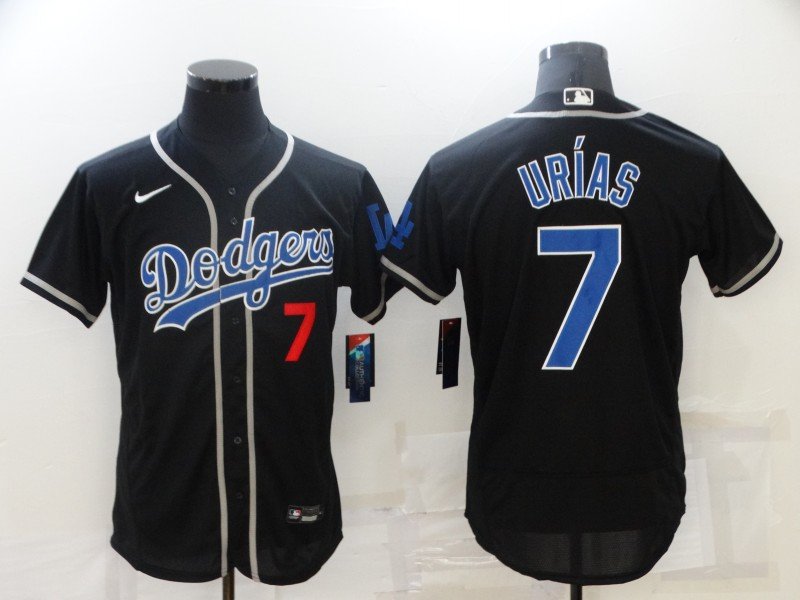 Los Angeles Dodgers #7 Julio Urias Flexbase Jersey Black with Blue