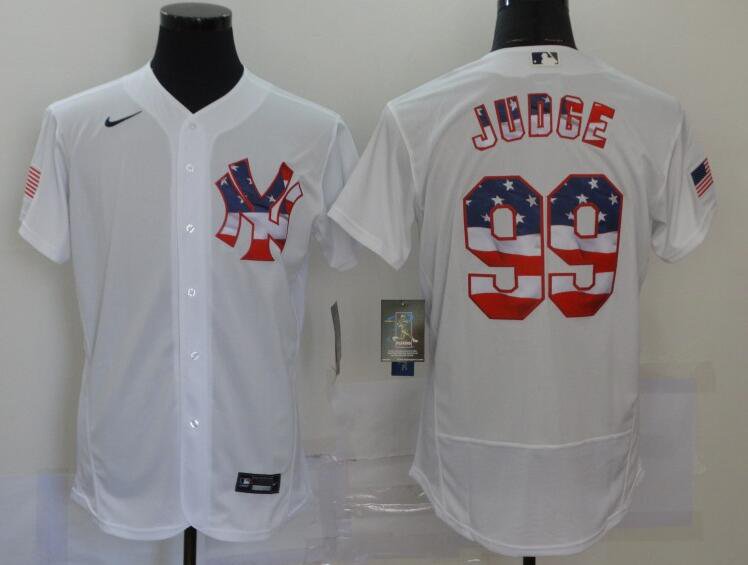 New York Yankees #99 Aaron Judge Flag Fashion Flexbase Jersey White