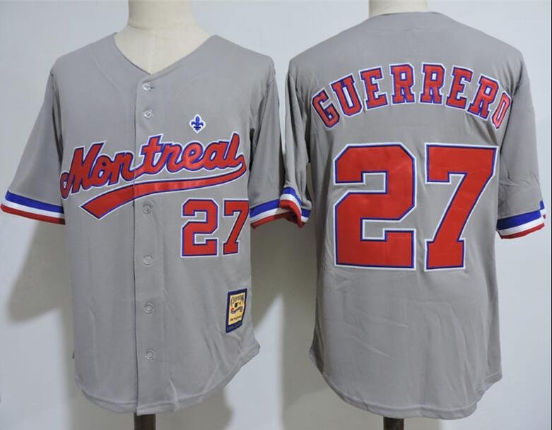 Montreal Expos 27 Vladimir Guerrero JR Throwback Baseball Jersey Gray