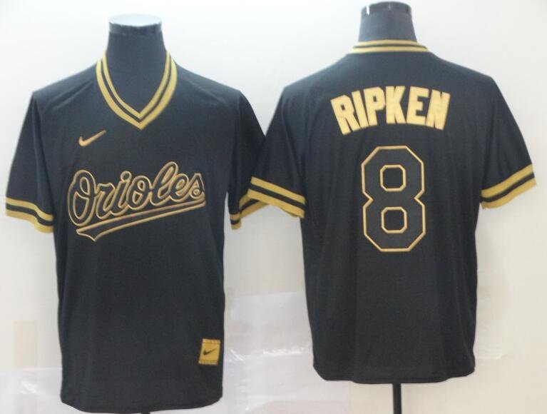 Baltimore Orioles #8 Cal Ripken Fashion Jersey Black Gold
