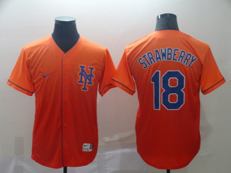 New York Mets #18 Darryl Strawberry Fade Jersey Orange