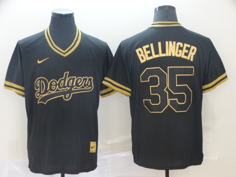 Los Angeles Dodgers 35 Cody Bellinger Black Gold Baseball Jersey
