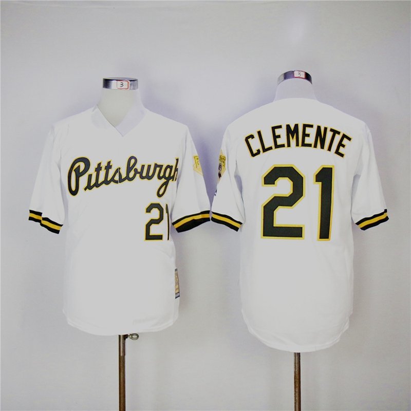 Pittsburgh Pirates 21 Roberto Clemente Baseball Jersey White Retro