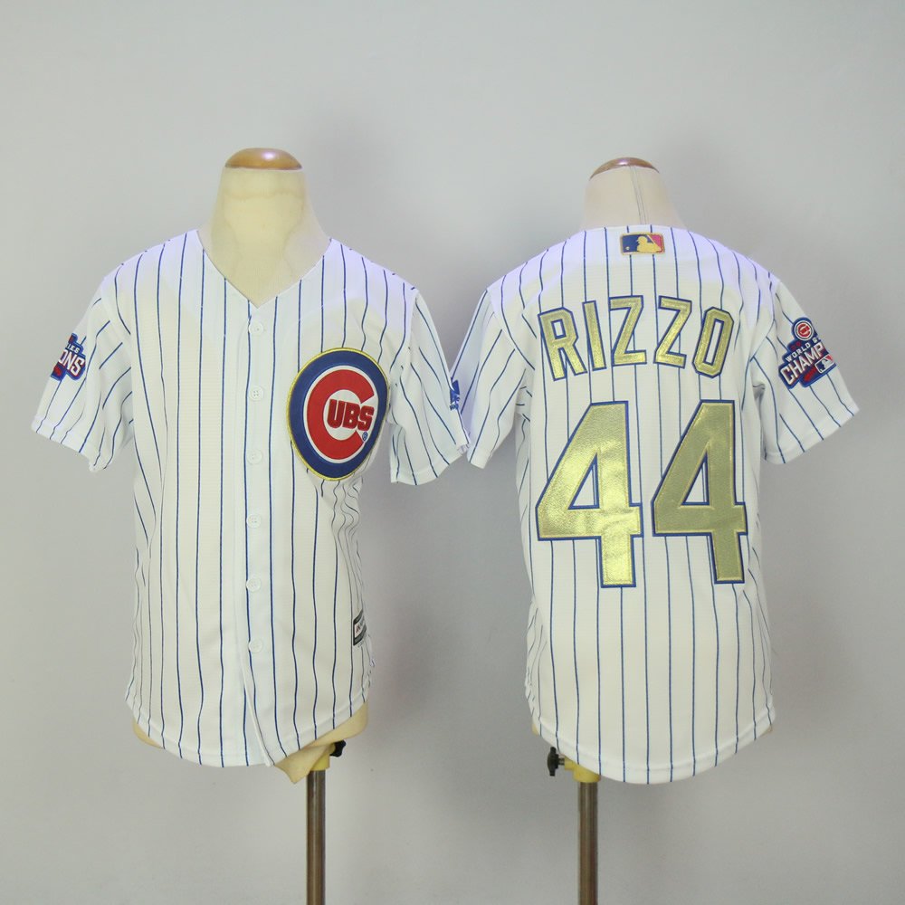 Youth Chicago Cubs 44 Anthony Rizzo Baseball Jersey White Champion