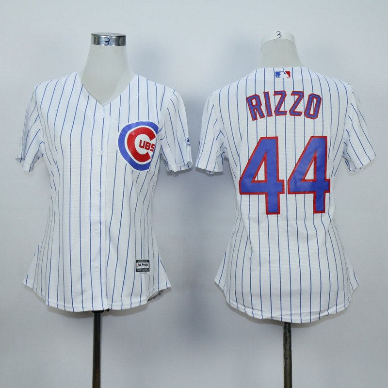 Women Chicago Cubs 44 Anthony Rizzo Baseball Jersey White