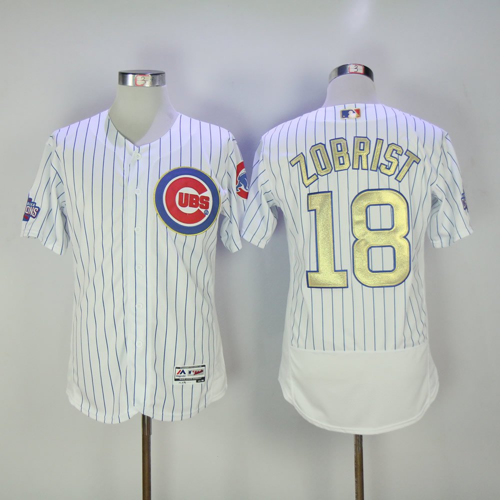 Chicago Cubs 18 Ben Zobrist Flexbase Baseball Jersey White Champion Edition