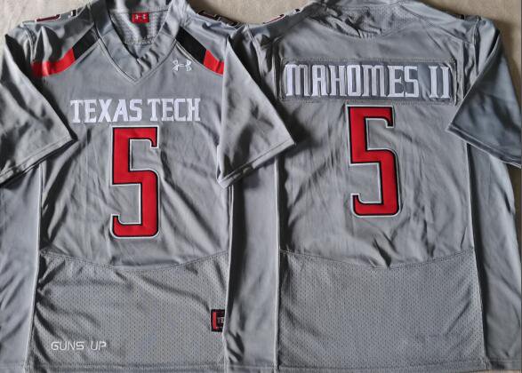 Texas Tech #5 Patrick Mahomes II College Football Jersey Grey