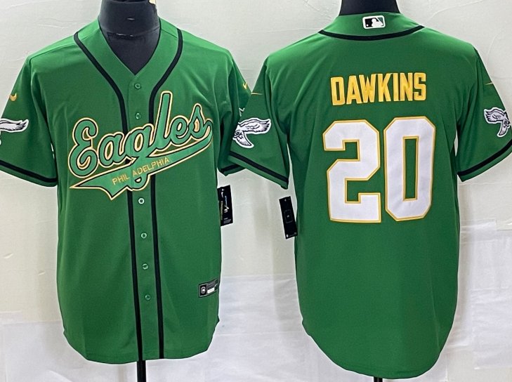 Philadelphia Eagles #20 Brian Dawkins With Gold Name Baseball Jersey ...