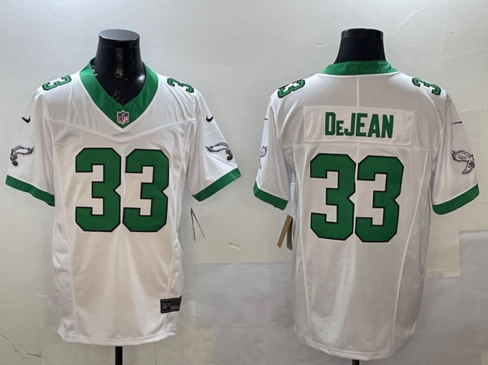 Philadelphia Eagles #33 Cooper DeJean with Kelly Green Number Throwback ...