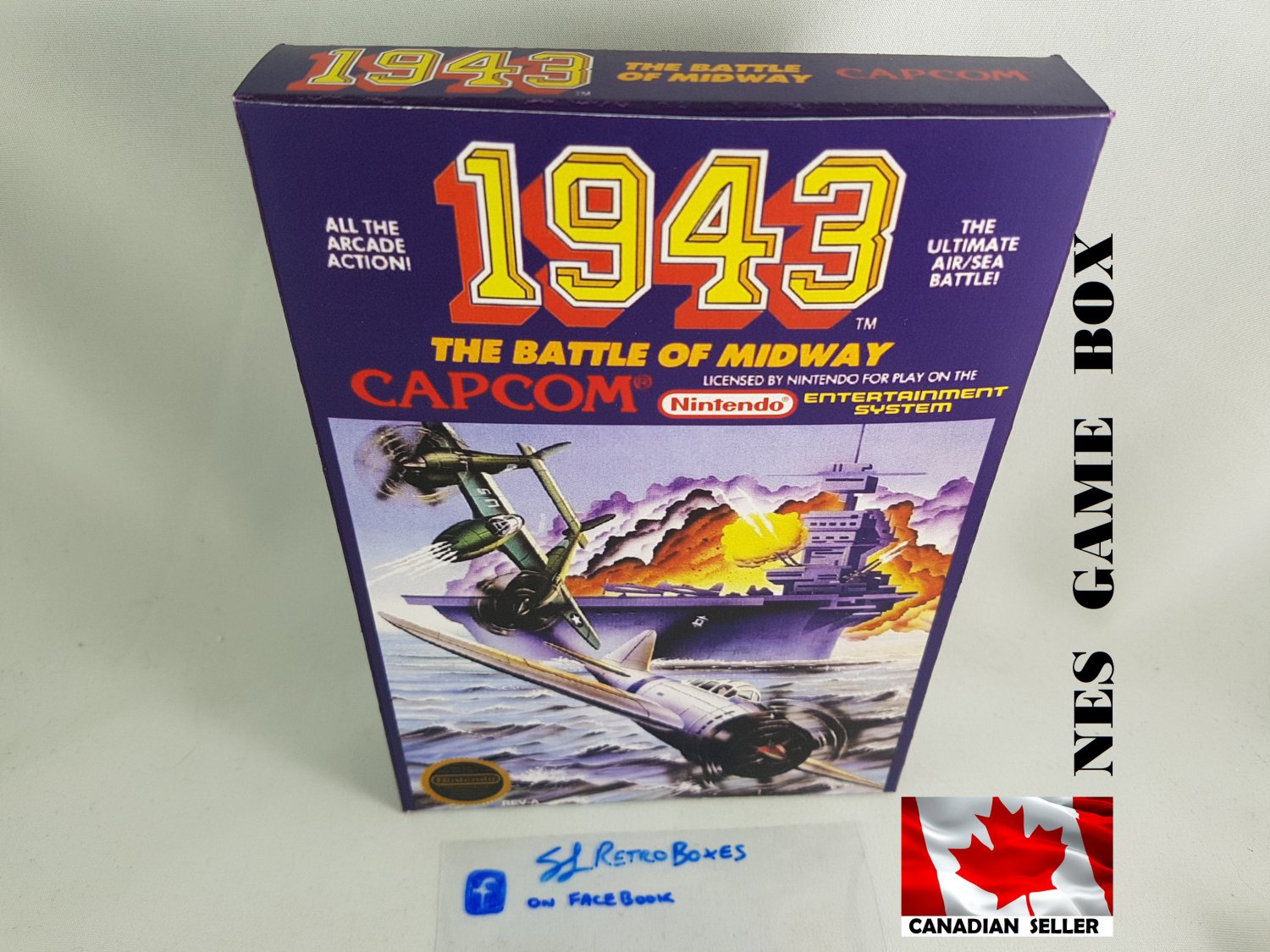 1943 BATTLE OF MIDWAY - NES, Nintendo Custom BOX w/ Dust Cover & PVC ...