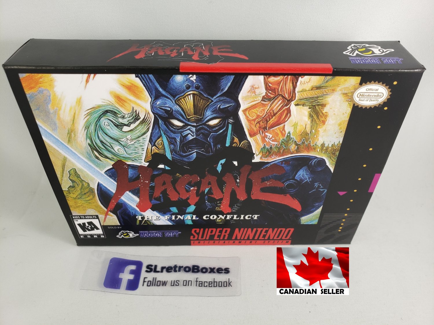 HAGANE - SNES, Super Nintendo Custom Replacement Box optional w/ Insert Tray & PVC Protector