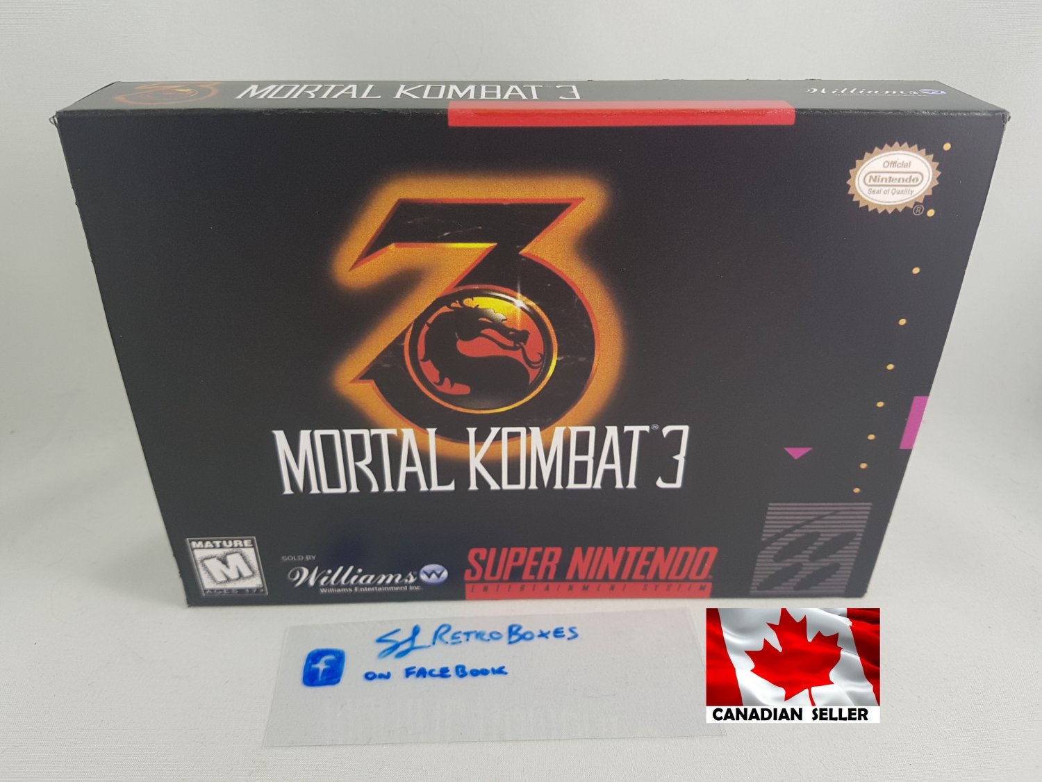 MORTAL KOMBAT 3 - MK3 SNES, Super Nintendo Custom Box optional w ...