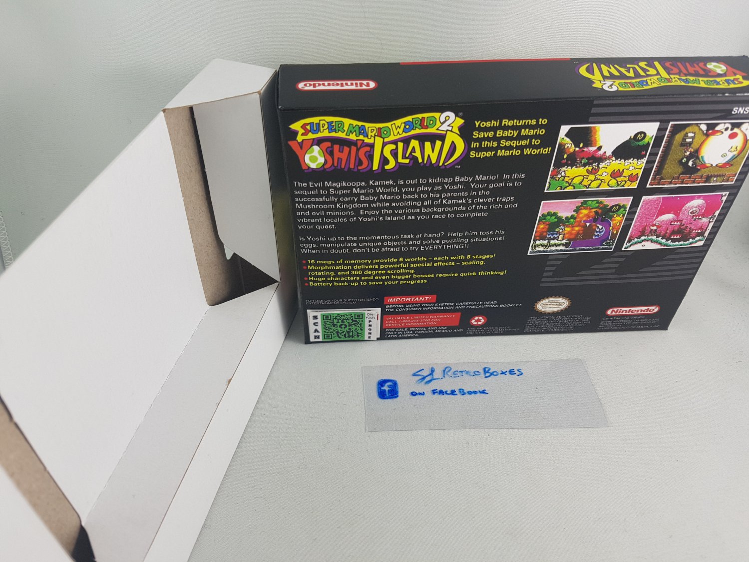 YOSHI'S ISLAND SUPER MARIO WORLD 2 - SNES, Super Nintendo Custom Box w/ Insert Tray & PVC Protector