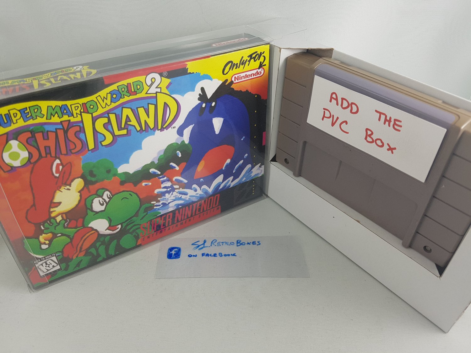 YOSHI'S ISLAND SUPER MARIO WORLD 2 - SNES, Super Nintendo Custom Box w/ Insert Tray & PVC Protector