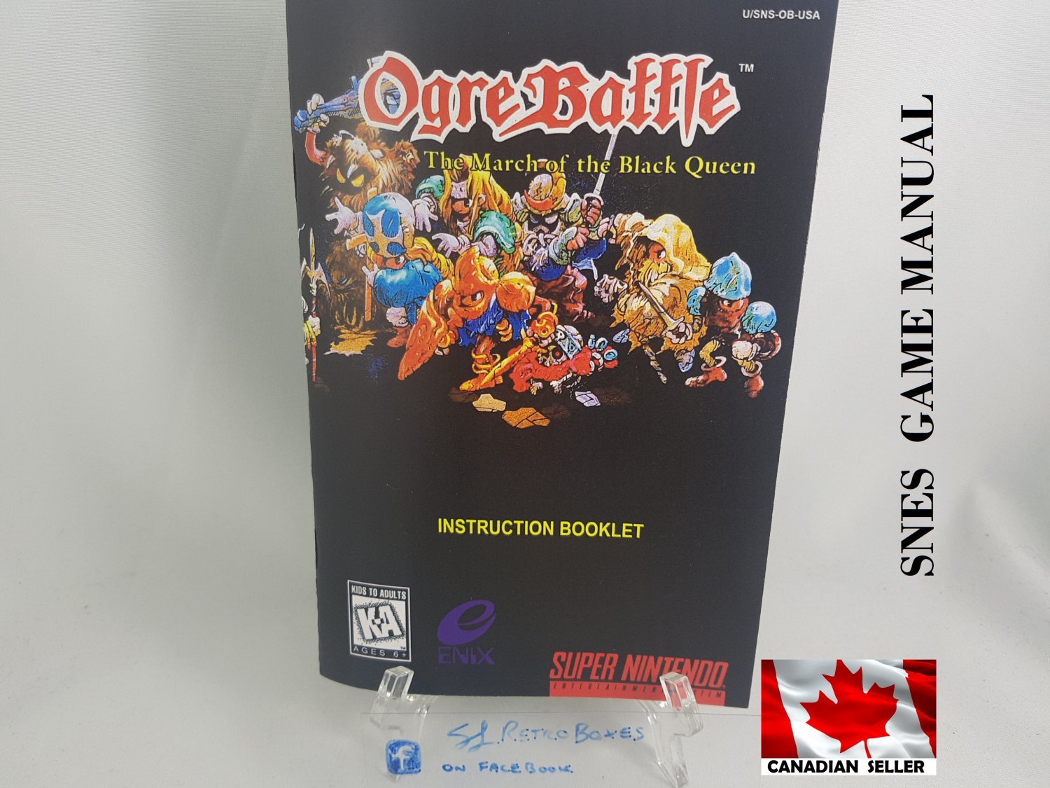 MANUAL SNES - OGRE BATTLE MARCH OF THE BLACK QUEEN - Super Nintendo Instruction Manual Booklet