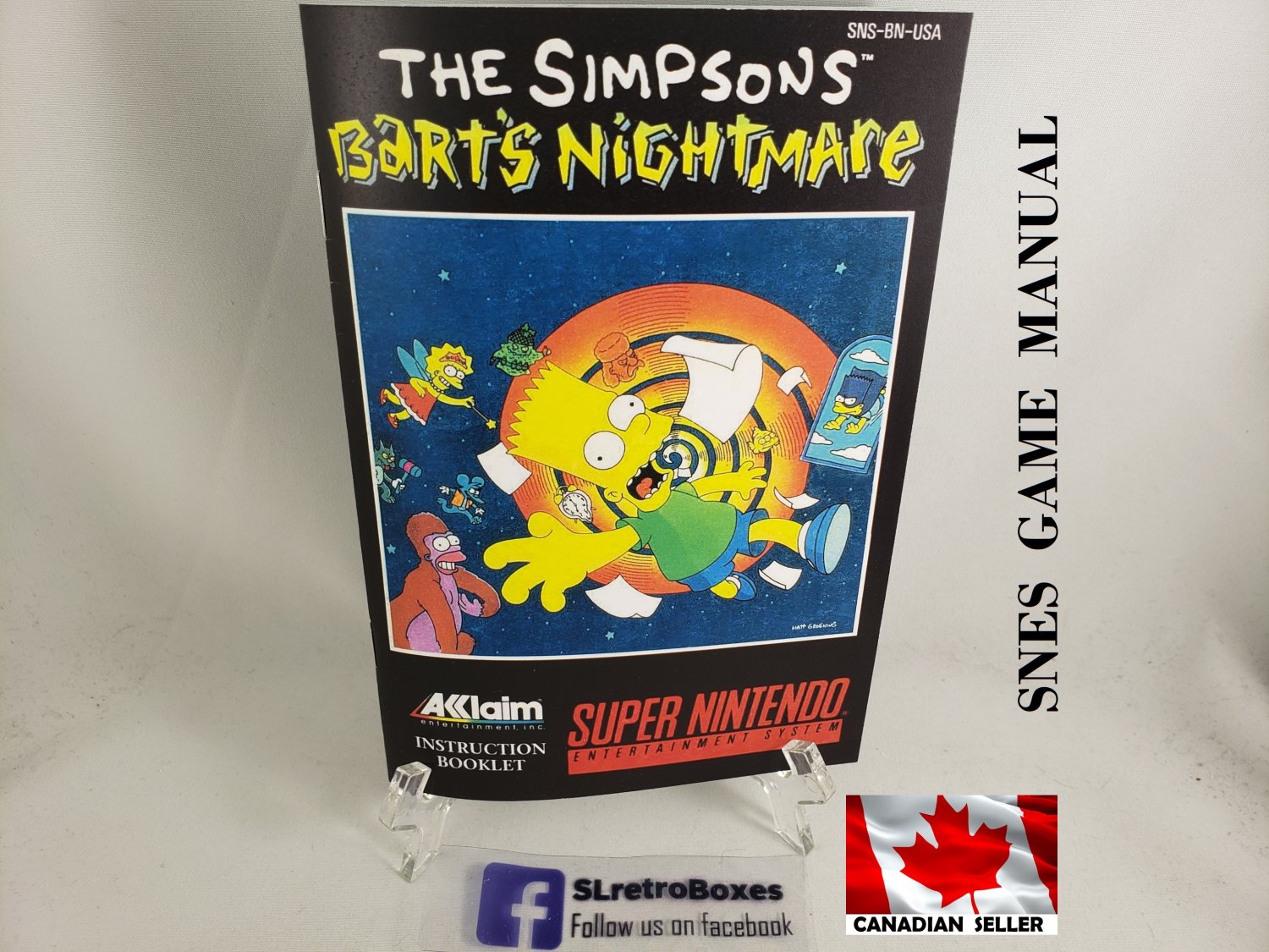 MANUAL SNES - SIMPSONS BART'S NIGHTMARE - Super Nintendo Replacement ...