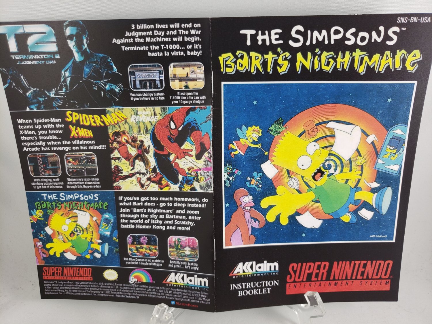 MANUAL SNES - SIMPSONS BART'S NIGHTMARE - Super Nintendo Replacement ...